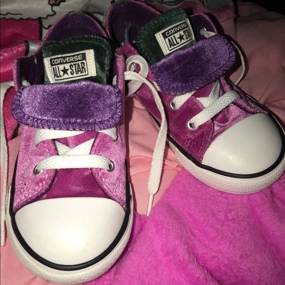 Converse | Shoes | Pink And Purple Velvet Converse | Poshmark